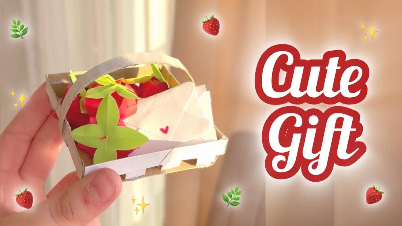 CUTE GIFT | DIY GIFT | 3D | EASY PRESENT IDEA🍓 DIY Paper Strawberry ...