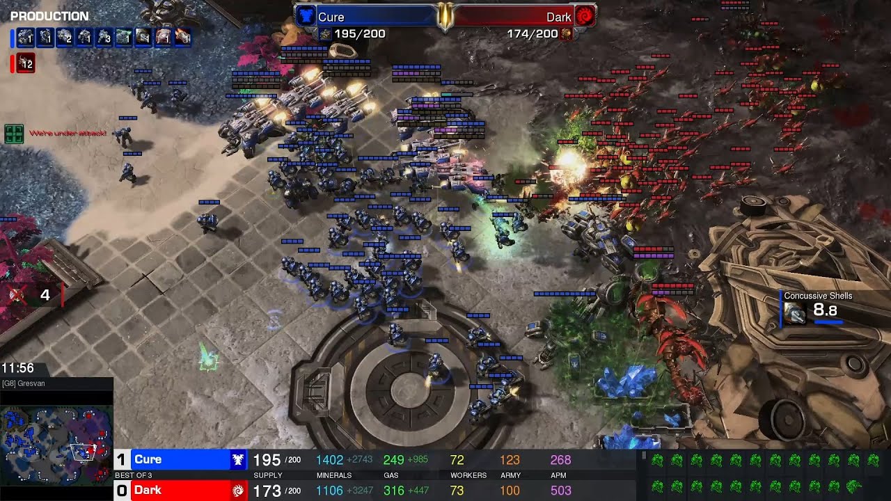 Starcraft II Gamers8 2023 Aug4 Cure(T) v Dark(Z) Game 1 MAPS - [G8 ...