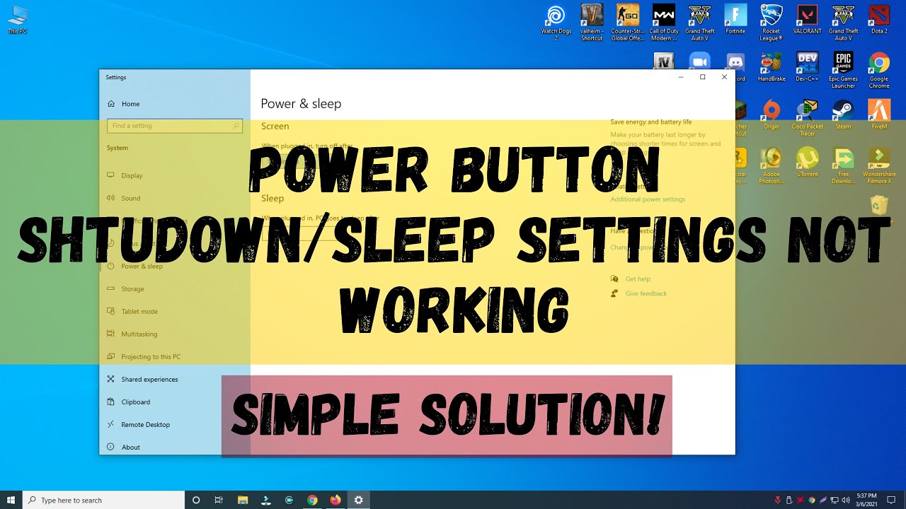 Fix Power Button Shutdown Or Sleep Not Working On Windows 10 | 2021 ...