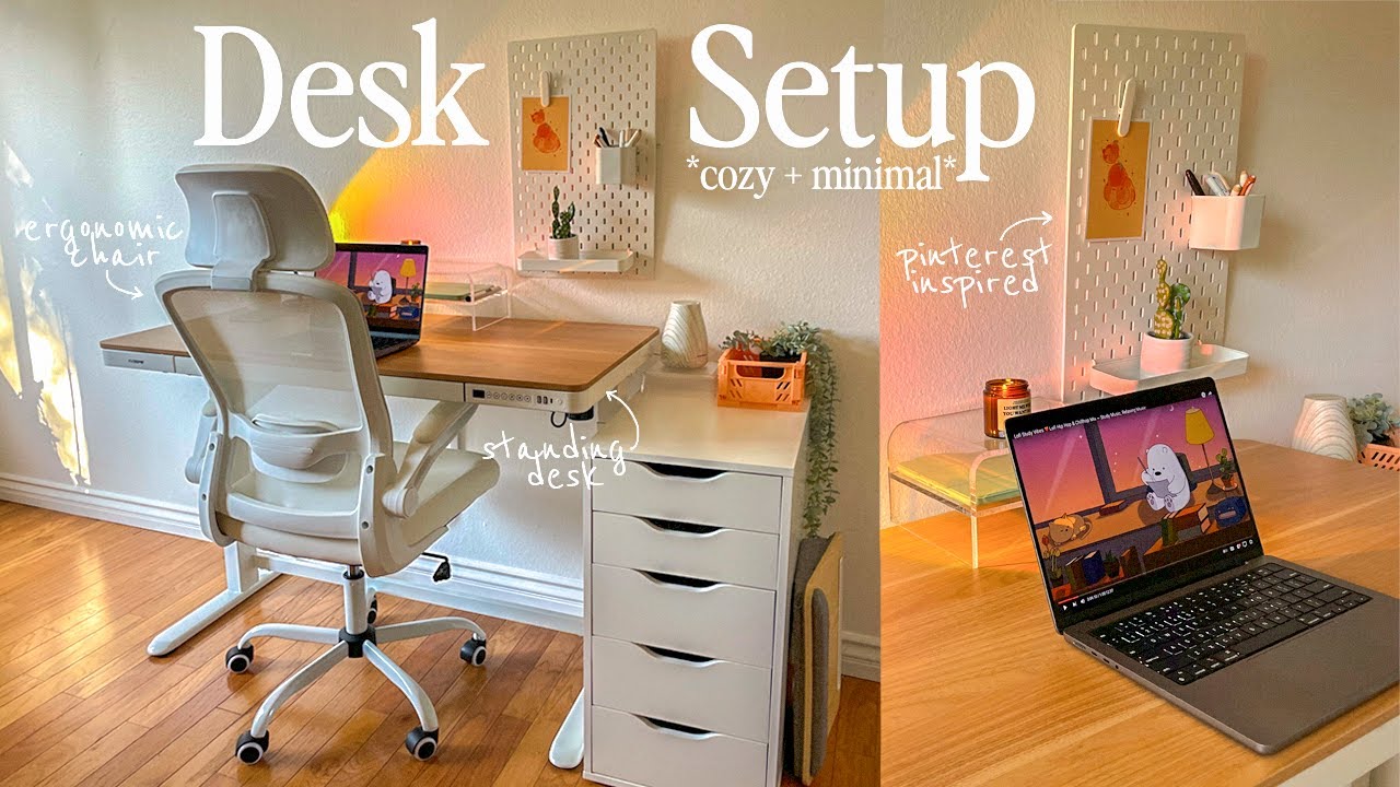 aesthetic desk makeover + tour! 🎧 my new productive wfh desk setup ...