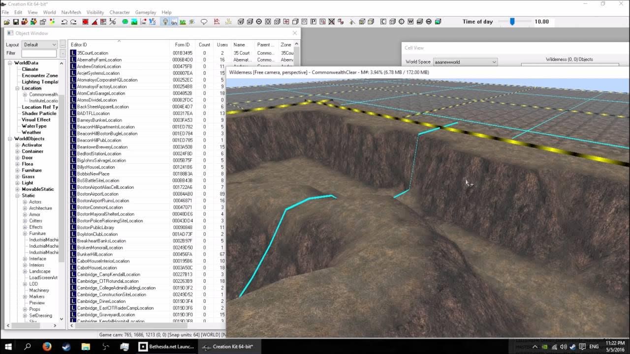 Fallout 4 Creation Kit Basics : Tutorial Episode 7 External World Spaces - YouTube