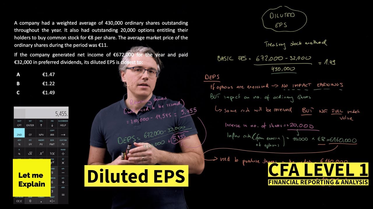 Diluted EPS (for the CFA Level exam) - YouTube