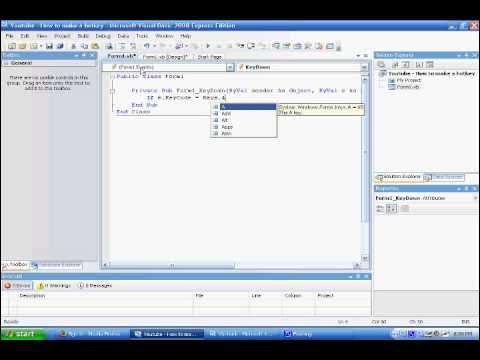 [Visual Basic 2008 Tutorial] How to make a Hotkey - YouTube