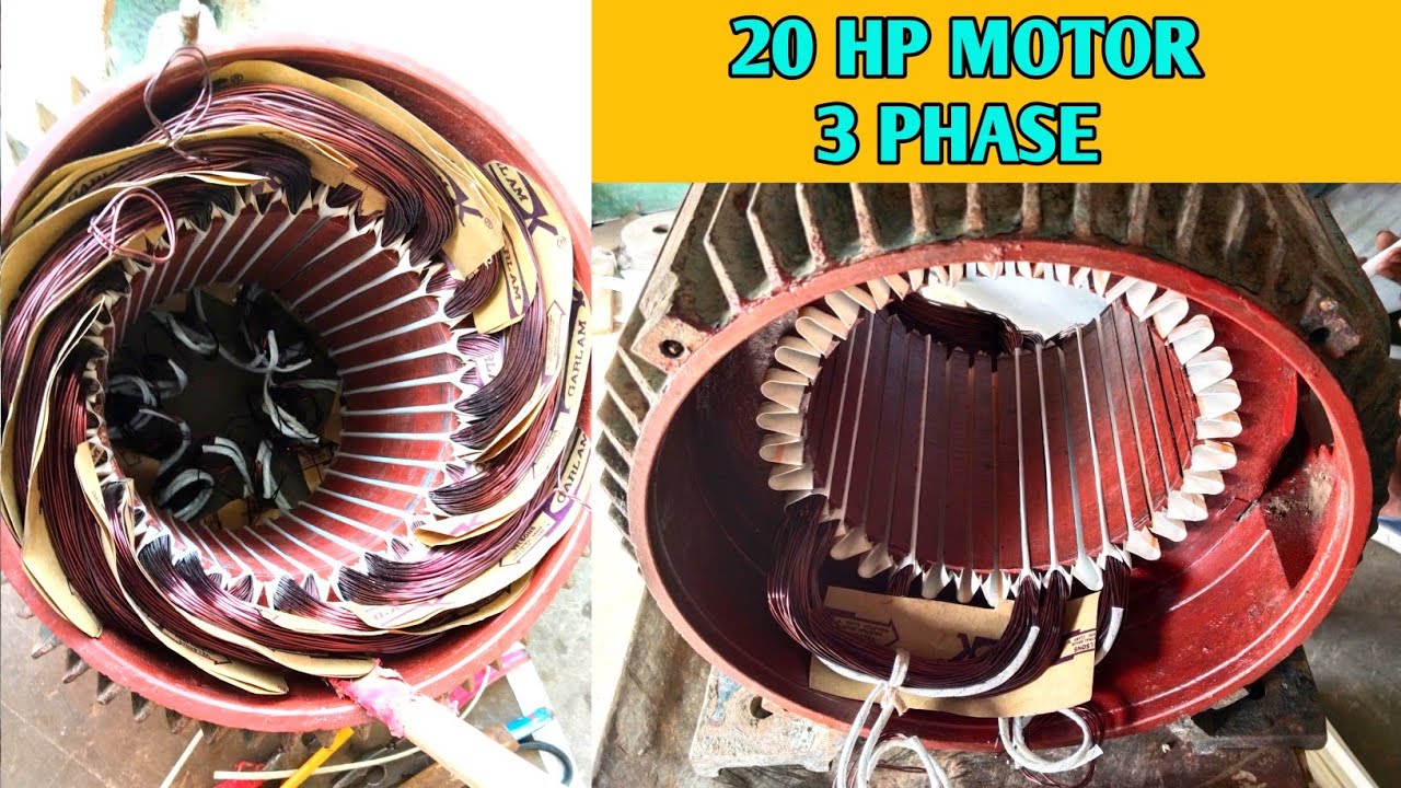 20 hp motor winding 3Phase gs electrical - YouTube