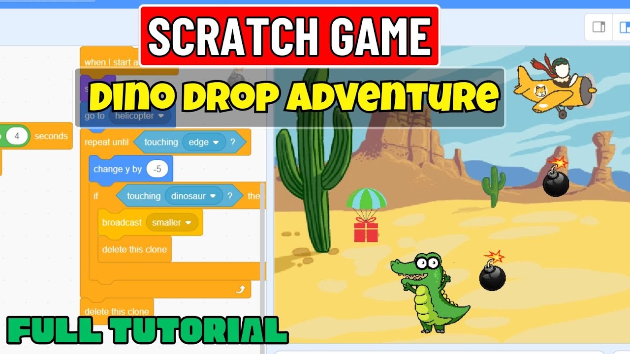 Scratch Tutorial #1: Make a Dino Drop Game – Super Easy! - YouTube