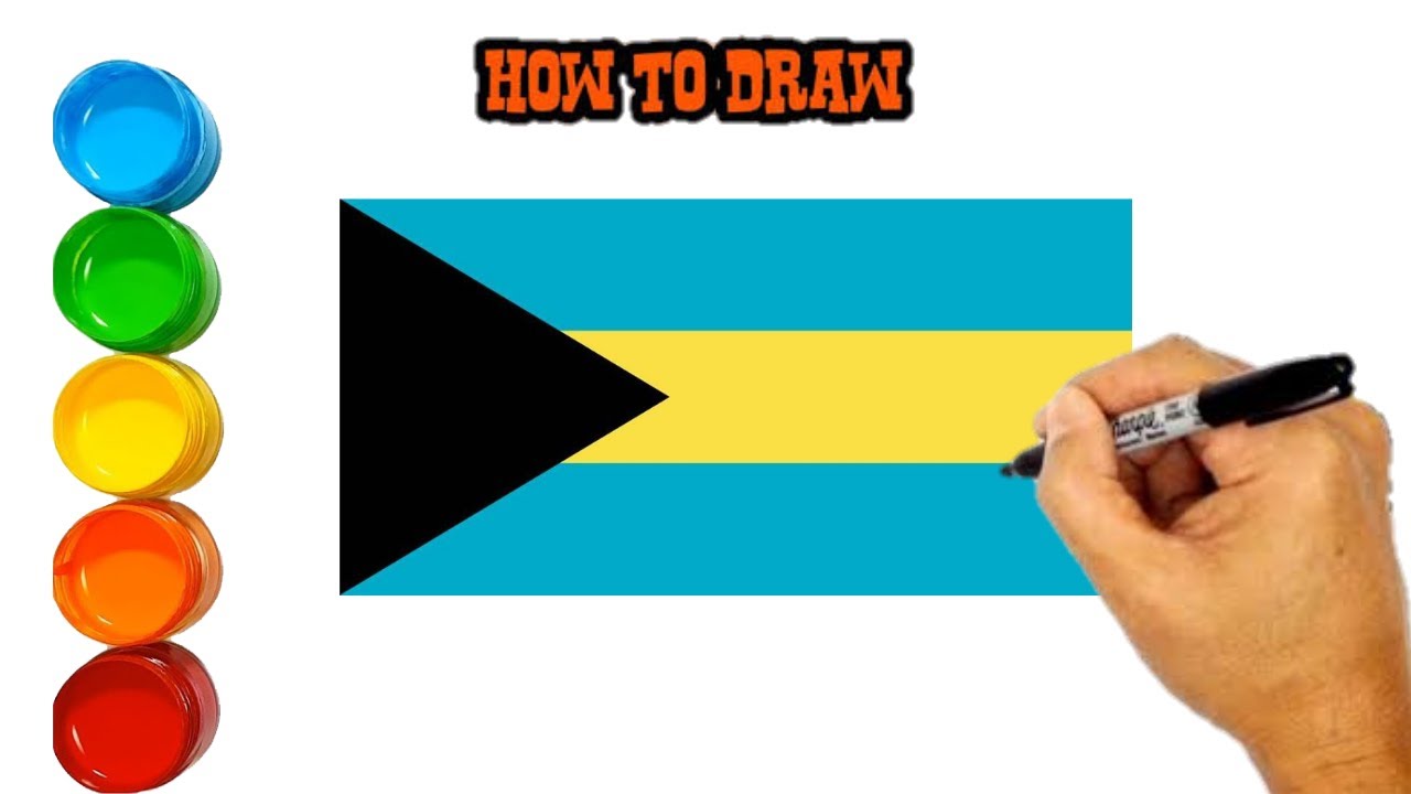 How To Draw Bahamas Flag Drawing National Flag Of Bahamas Country Youtube