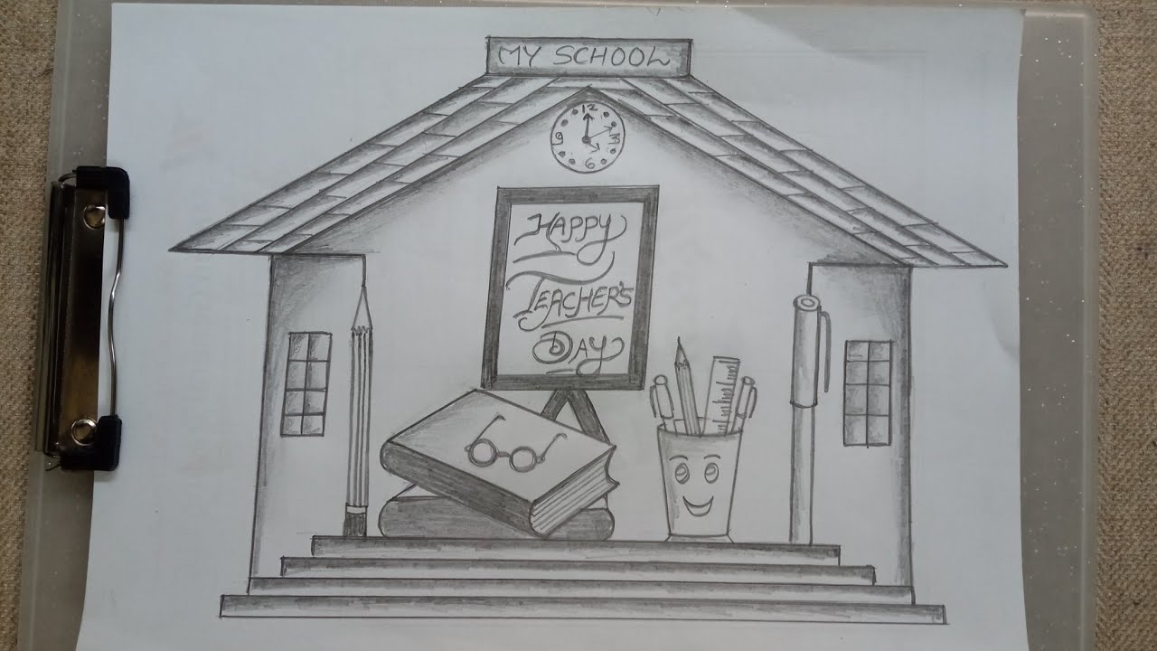 Happy Teachers Day Drawing easy |Teachers day competition drawing ...
