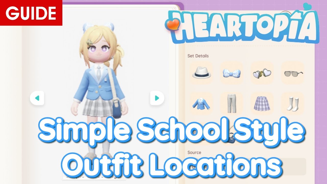 Heartopia - All 10 Simple School Style Outfit Locations - YouTube