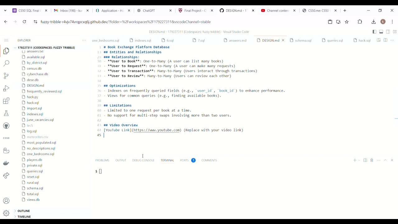 CS50 sql final project"Book Exchange Platform Database" - YouTube