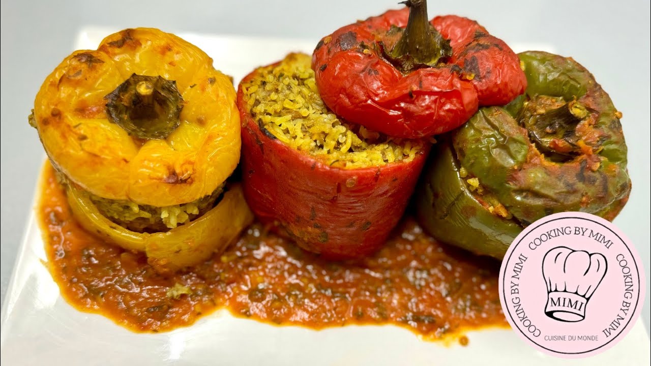 RECETTE DES POIVRONS FARCIS À LA VIANDE ET AU RIZ😋 CUISSON AU FOUR ...