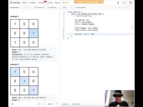Leetcode 1582 - Special Positions in a Binary Matrix - YouTube