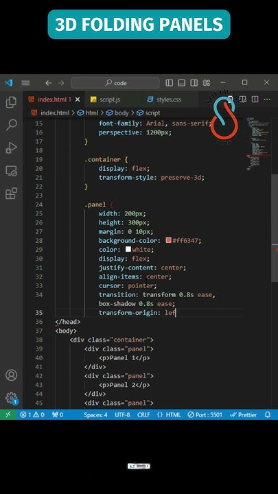 🔥 3d Panel Animation You Need To Try Htmlcss Coding Learnhtml5andcss3 Shorts Youtube