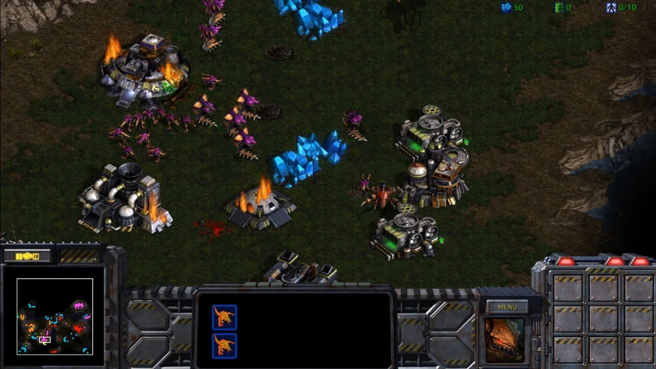 StarCraft Remastered 스타크래프트 리마스터 3 Zerg vs 2 Terran ( 3 Computer vs 2 ...