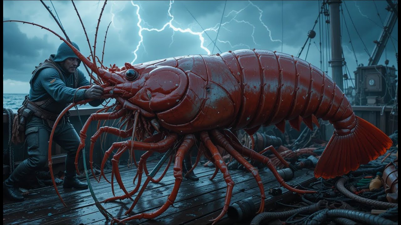 Fishermen Struggle Against the Storm / Catching The Enormous Shrimp ...