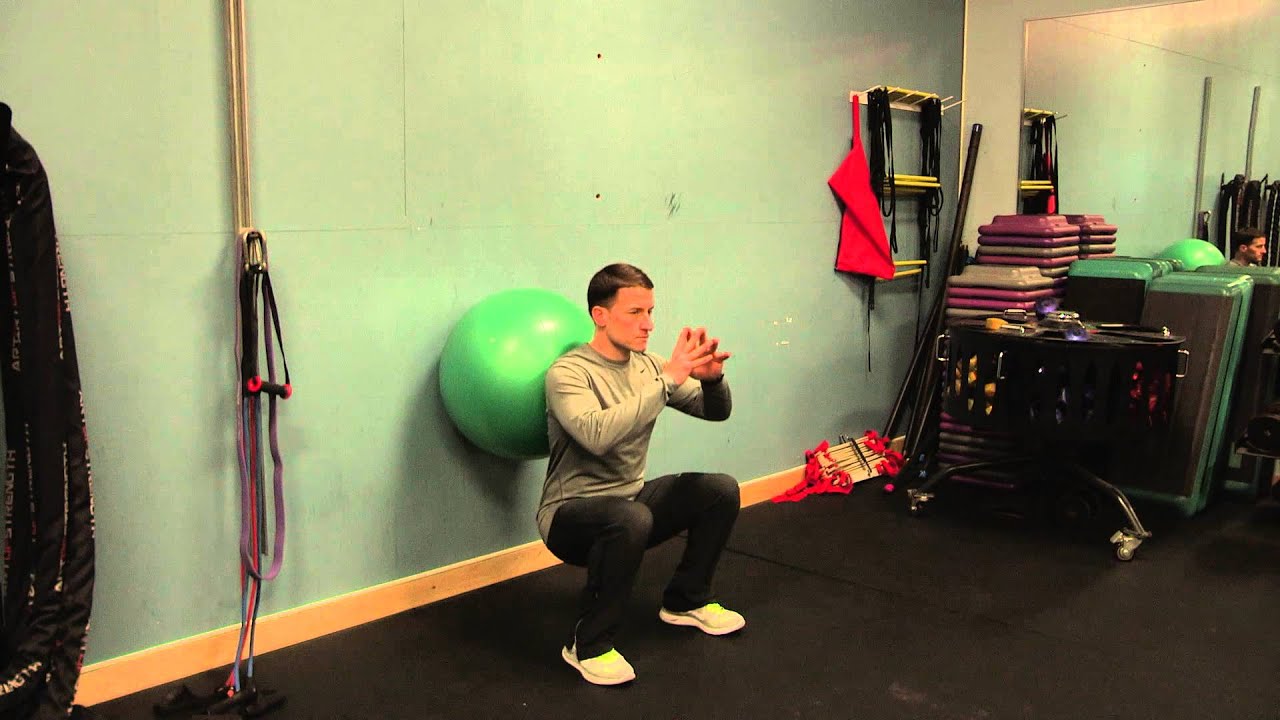 Stability Ball Wall Squat - YouTube