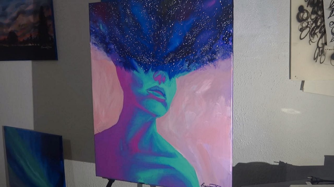 "Open Minded" Face and Galaxy Painting Timelapse - YouTube