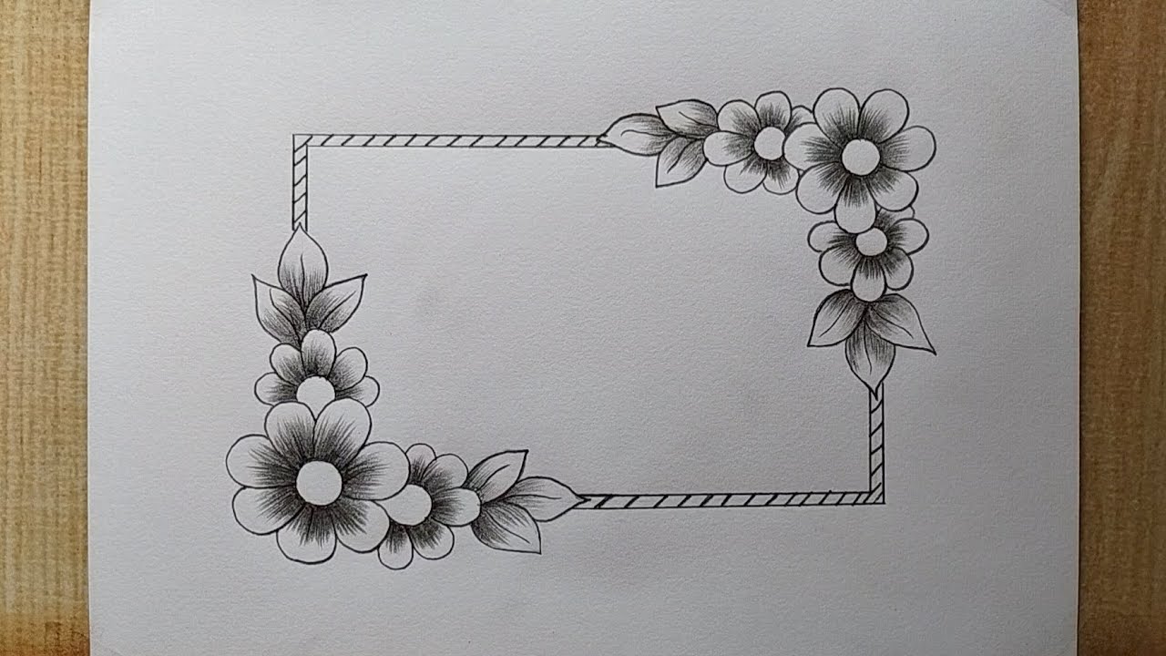 Pencil drawing| Flower design drawing| Corner design drawing| Border ...