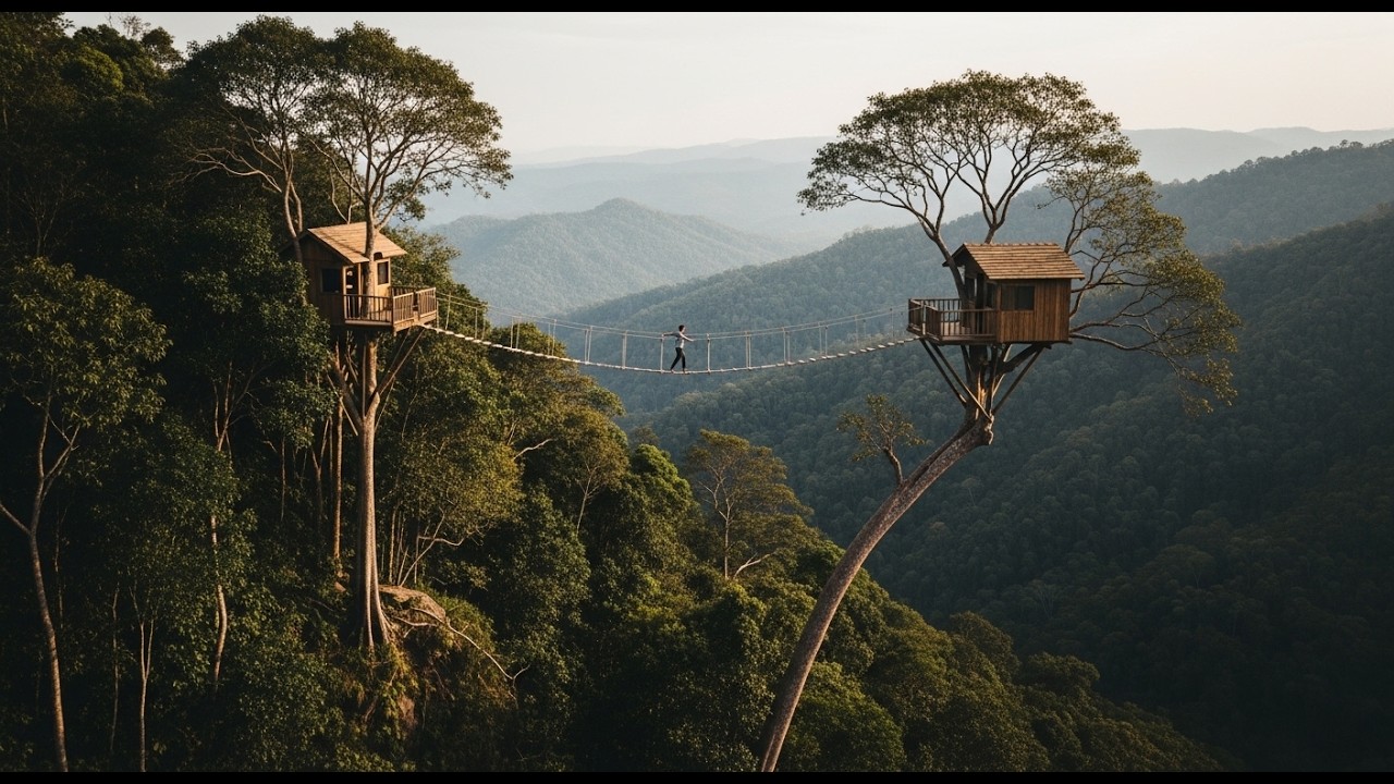 Beyond the Canopy – Building Two Treehouse Shelters Connected by a Rope ...