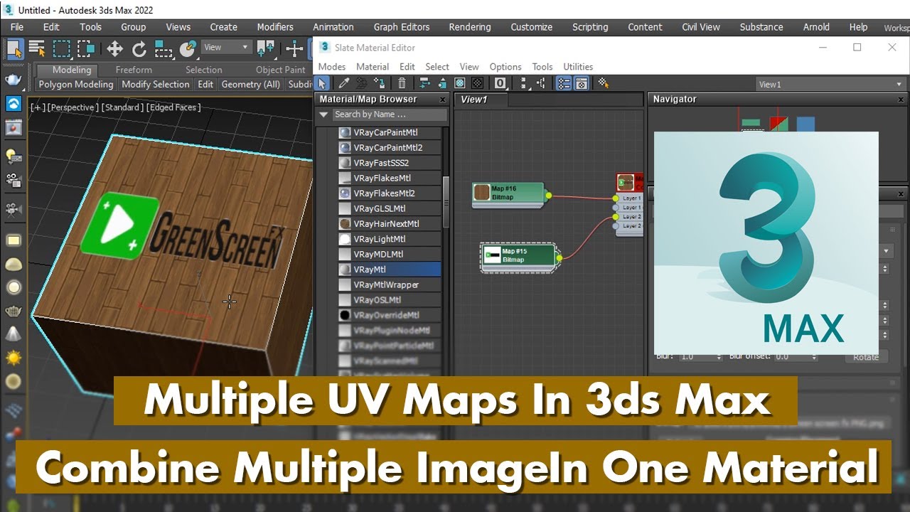Multiple UV Maps In 3ds Max | Combine Multiple Image In One Material ...