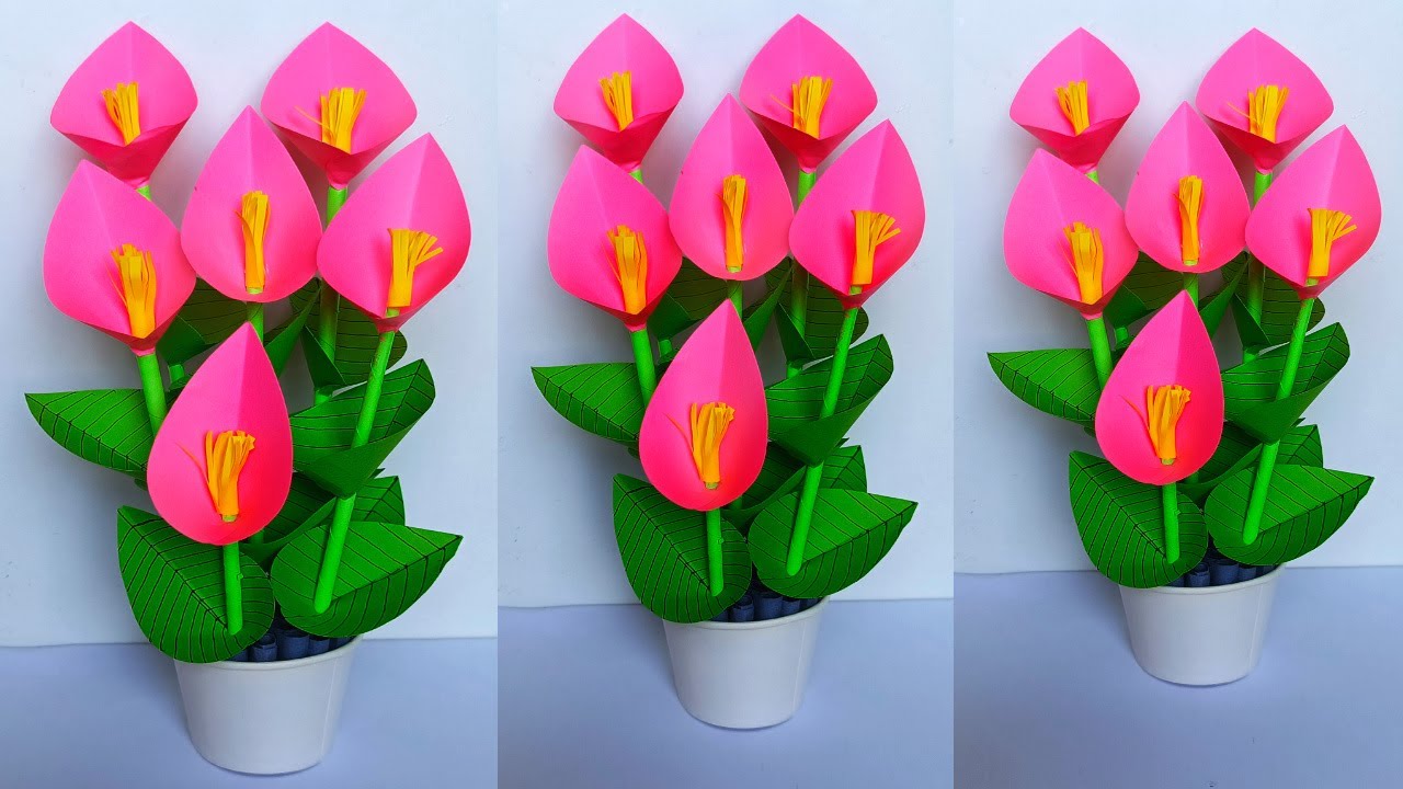Beautiful paper flower bouquet making / colourful flower making with ...