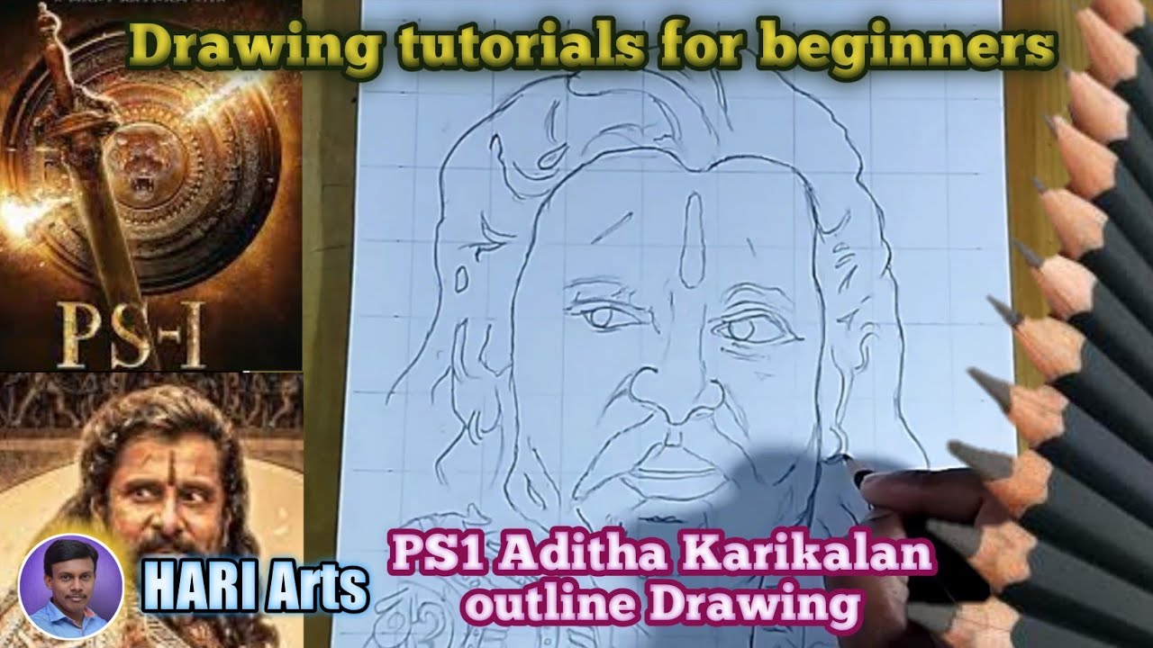 ps1 | Aditha Karikalan outline sketch | Ponniyin Selvan Aditha outline ...