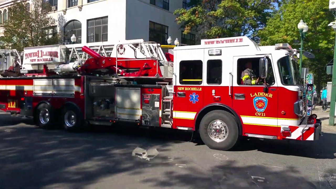 New Rochelle Fire Department Tower Ladder 11 and Engine 21 - YouTube