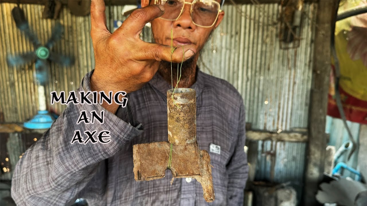 Simple and easy technique to make an axe from metal scrap - YouTube