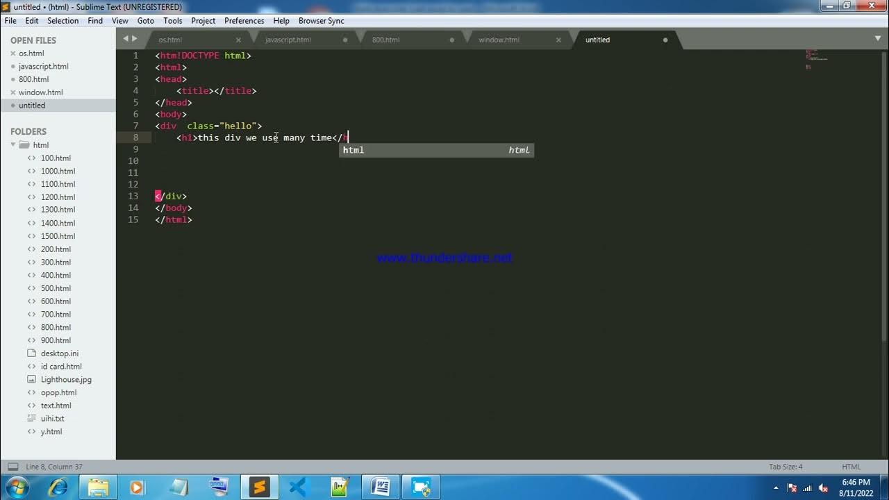 how to use div tag in html on sublime text - YouTube