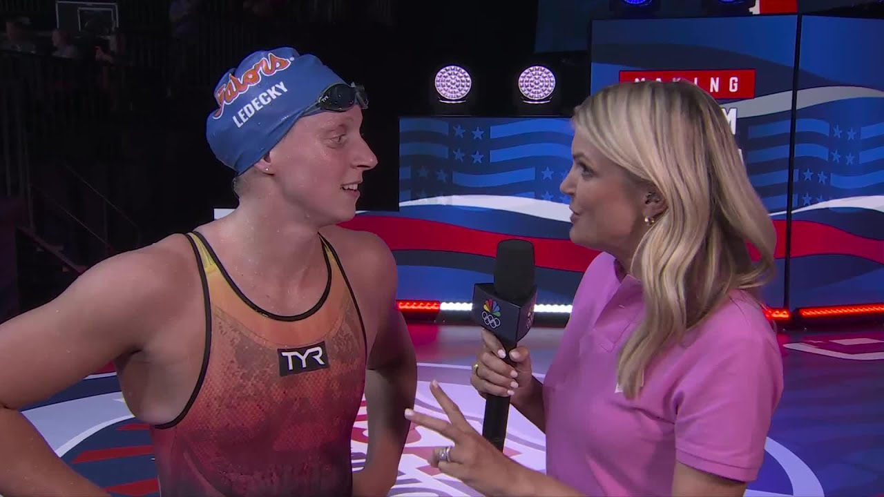Ledecky post-race interview after winning 1500m | U.S. Olympic Swimming ...