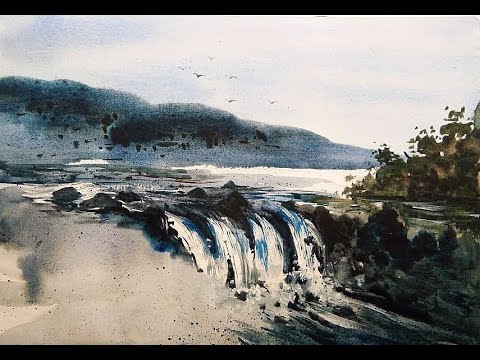 watercolor seascape for beginners l how to paint a seascape 2020 - YouTube
