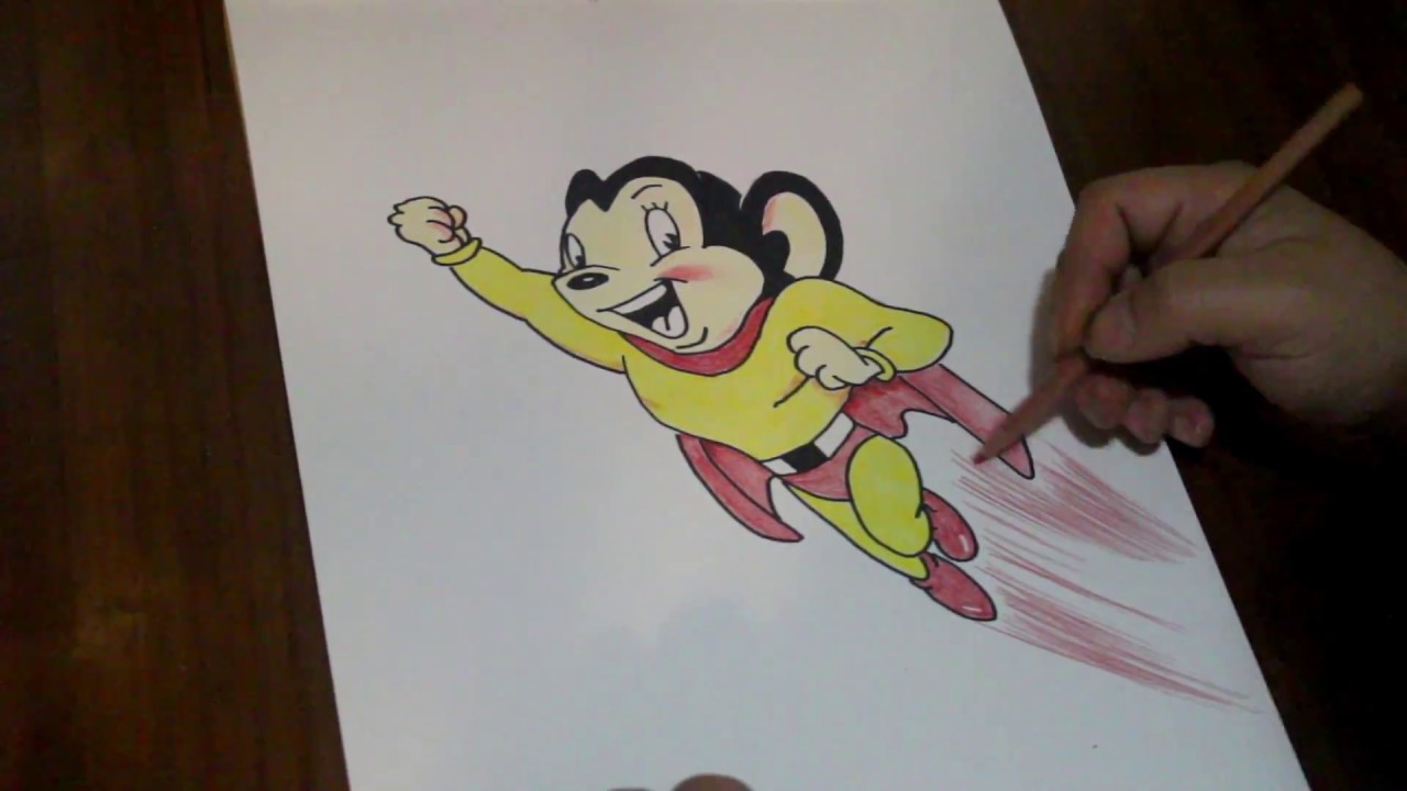 Mighty Mouse Speed Drawing - YouTube