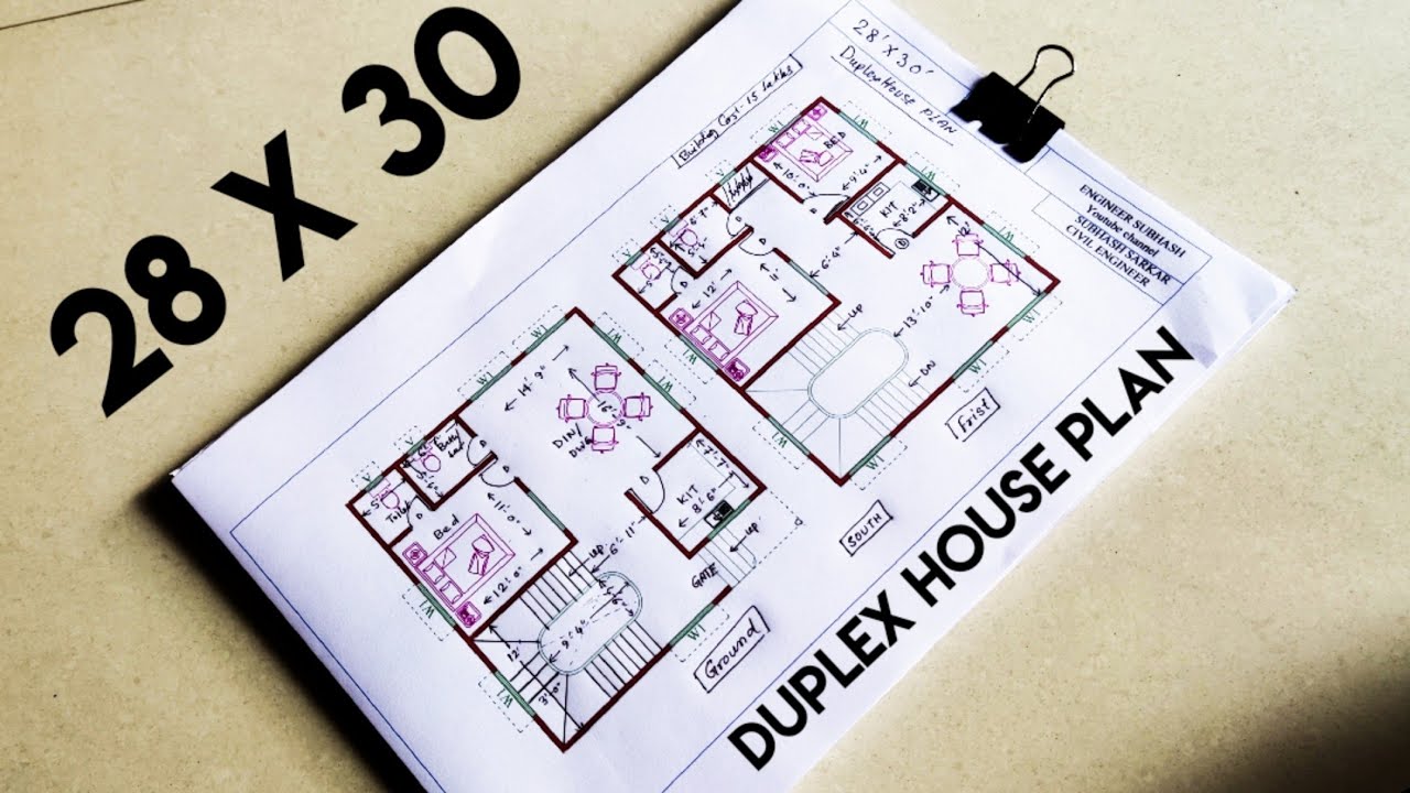 28 X 30 DUPLEX HOUSE DESIGN II 28 X30 DUPLEX HOUSE PLAN II DUPLEX HOUSE ...