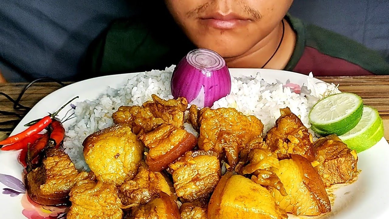 MANIPURI MEITEI STYLE PORK CURRY WITH RICE MUKBANG NORTH EAST FOOD ...