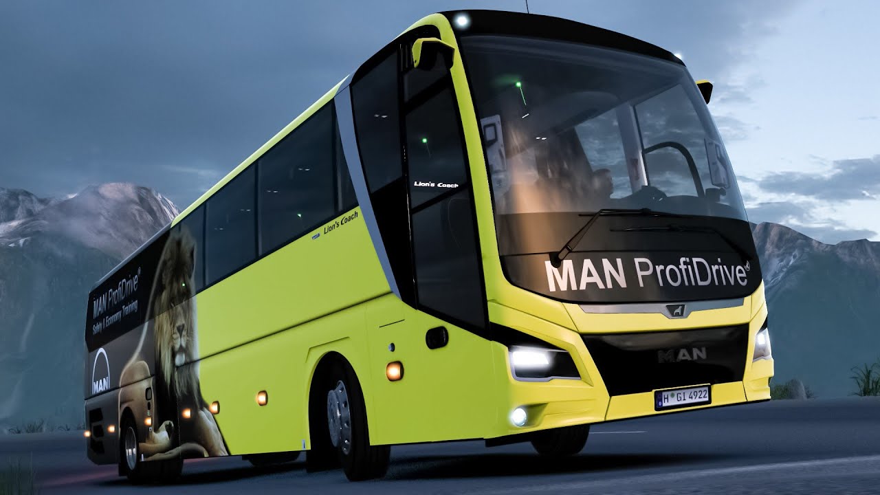 Man New Lion's Coach 3Rd. Gen. (OptiView) Night Drive | Ets 2 Bus Mod 1 ...
