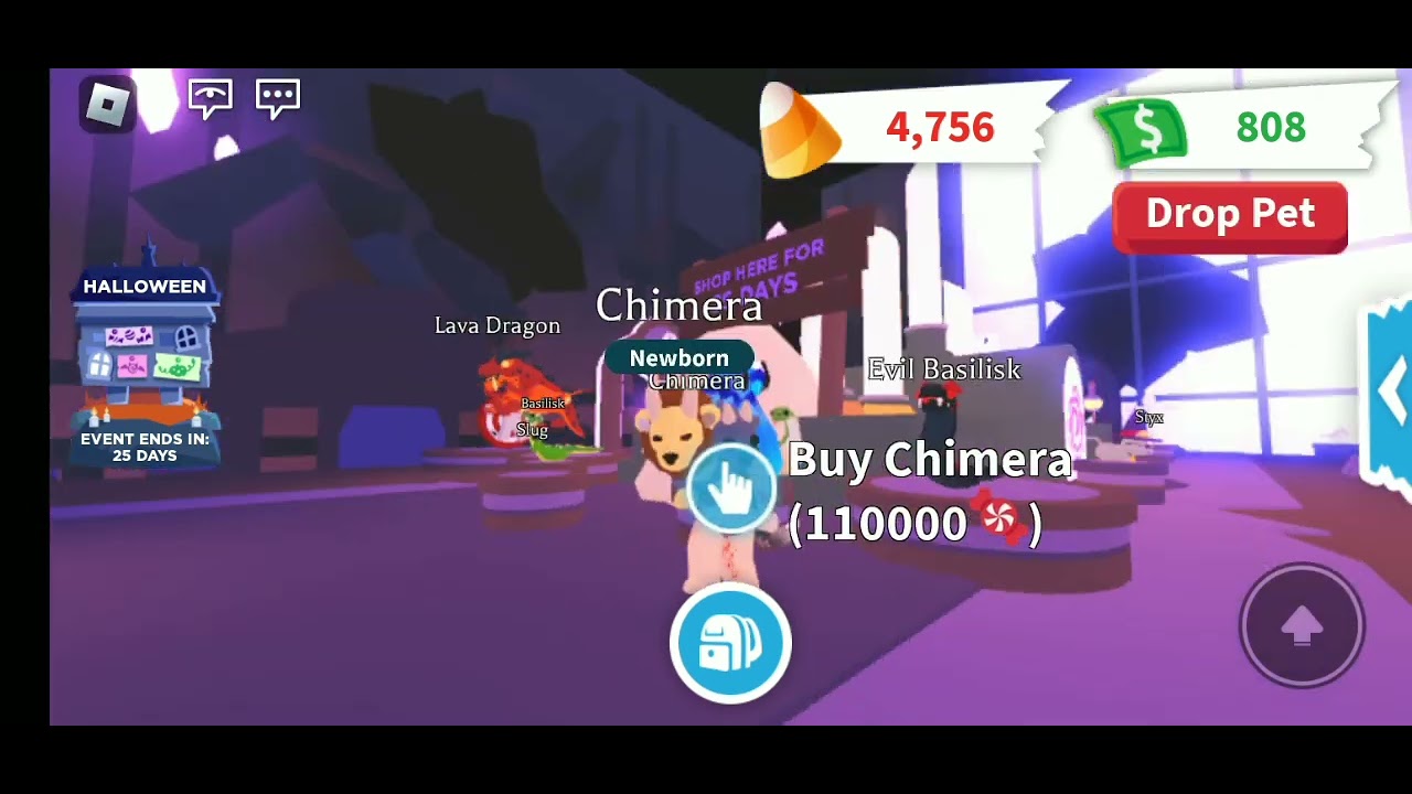Buying Chimera pet in Adopt me roblox Halloween Event - YouTube