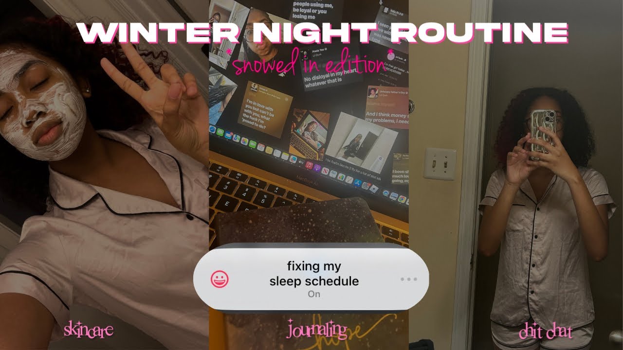 MY WINTER NIGHT ROUTINE *snowed in edition ️* | skincare, journaling ...