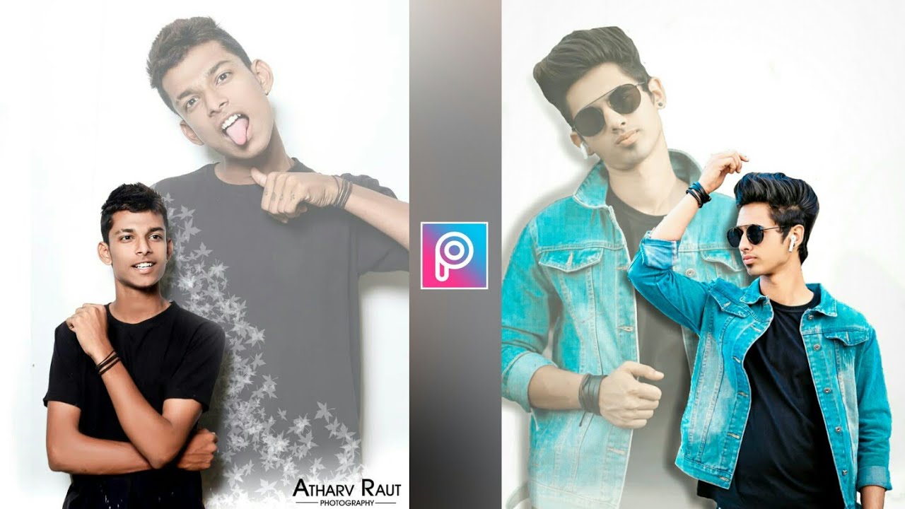 Picsart white background dual photo editing like atharv raut || double ...