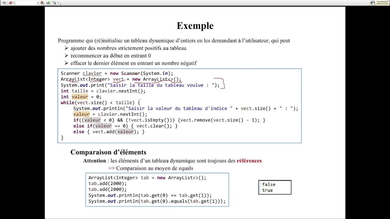 Cours - les tableaux dynamiques en java - YouTube