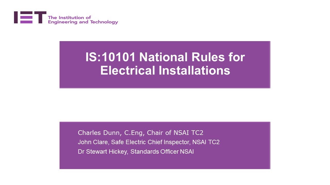 IS10101 National Rules for Electrical Installations - YouTube