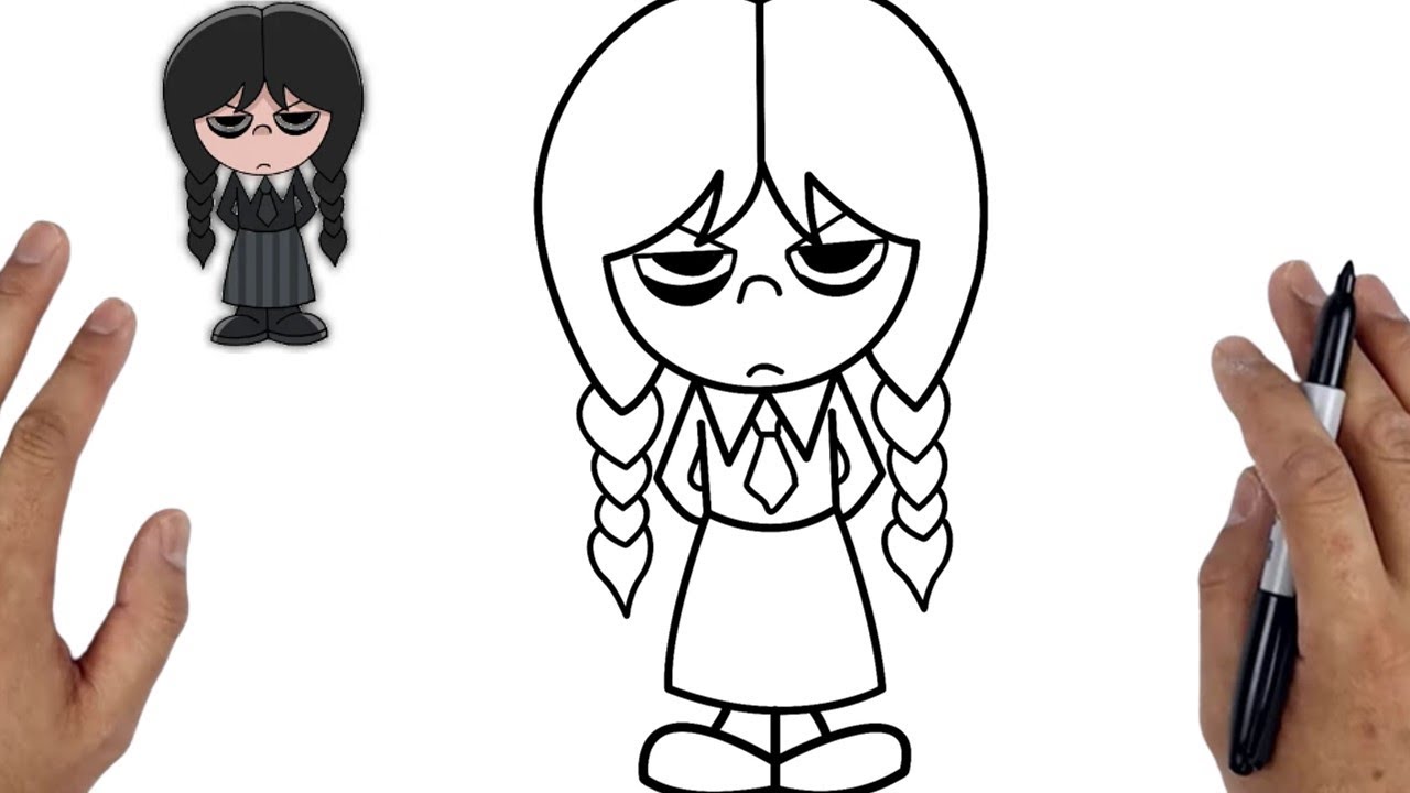 how to draw Wednesday Addams Doll Jenna Ortega||Netflix #Wednesday # ...