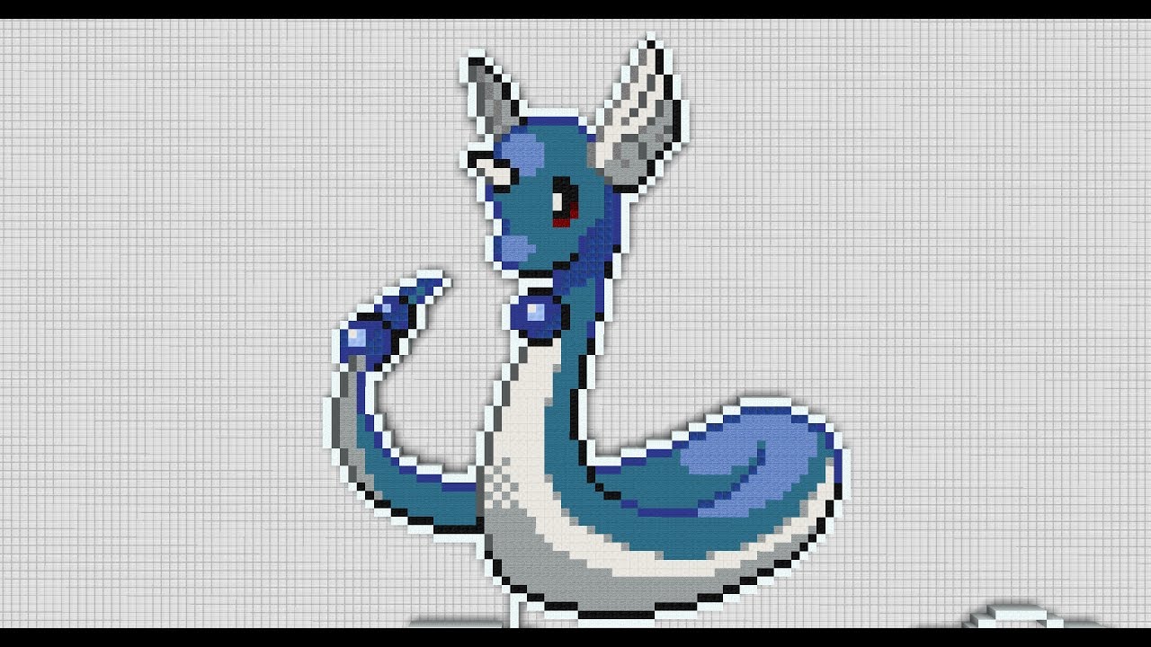 [26] Minecraft pixel art Pokemon "Dragonair" - YouTube