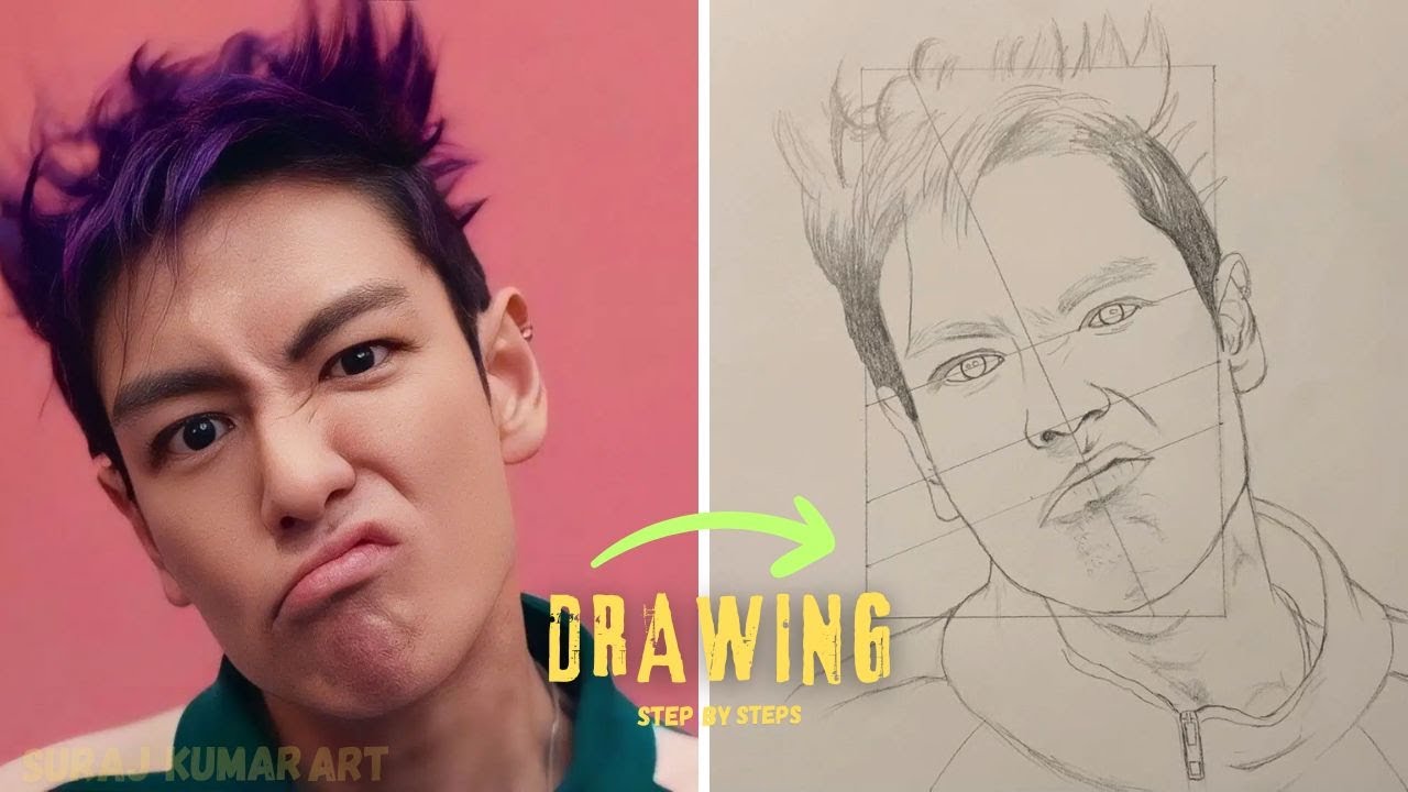 Squid Game Drawing || How to draw Thanos player 230 || Suraj Kumar art ...