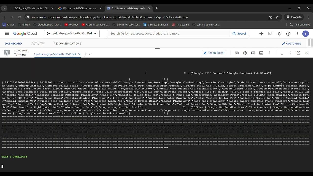 Working with JSON, Arrays, and Structs in BigQuery || Google Cloud Skills Boost || Arcade 2024 ...