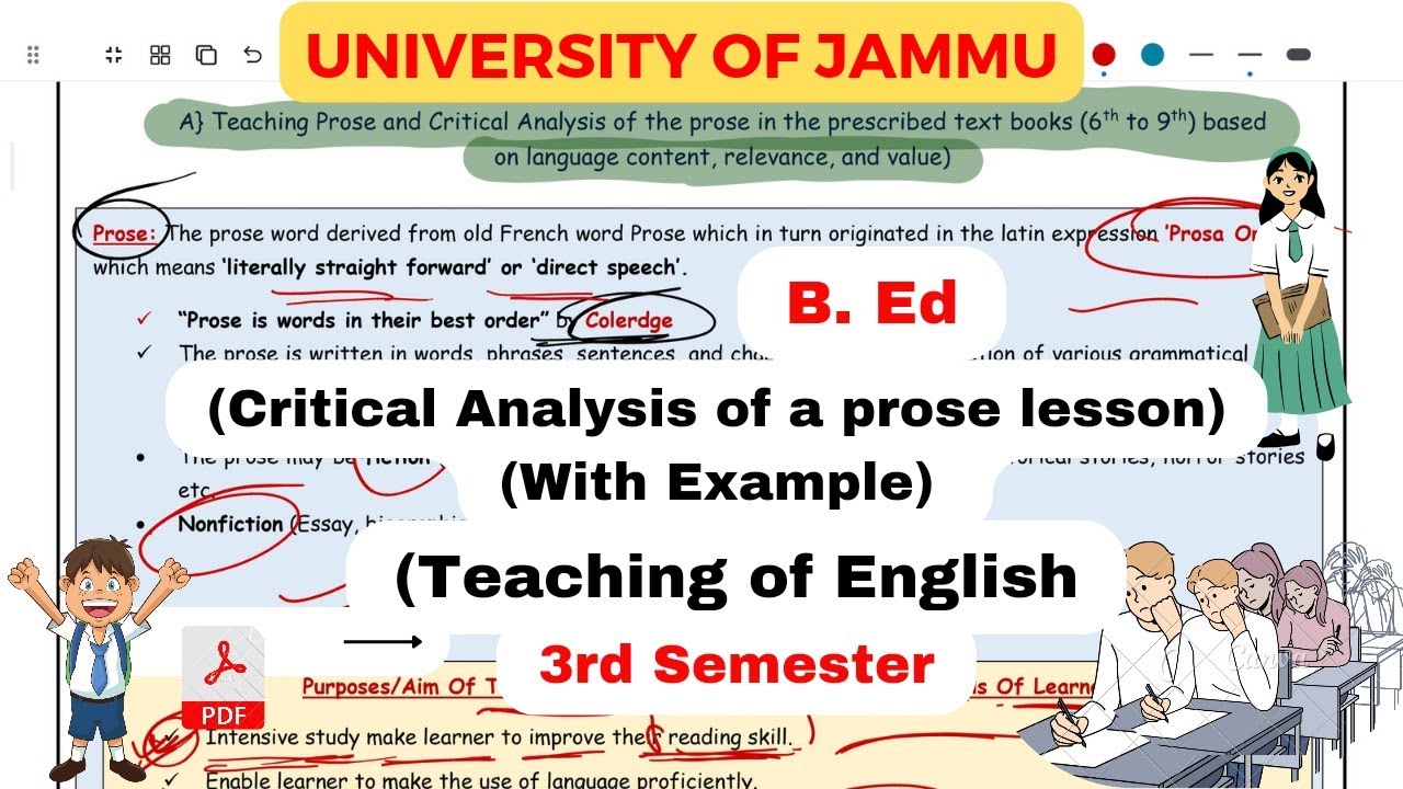 Critical Analysis of a Prose lesson | Teaching of English | B.Ed 3rd ...
