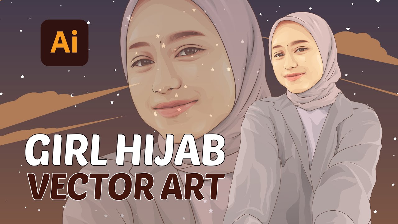 Vector art perempuan hijab | Adobe illustrator - YouTube