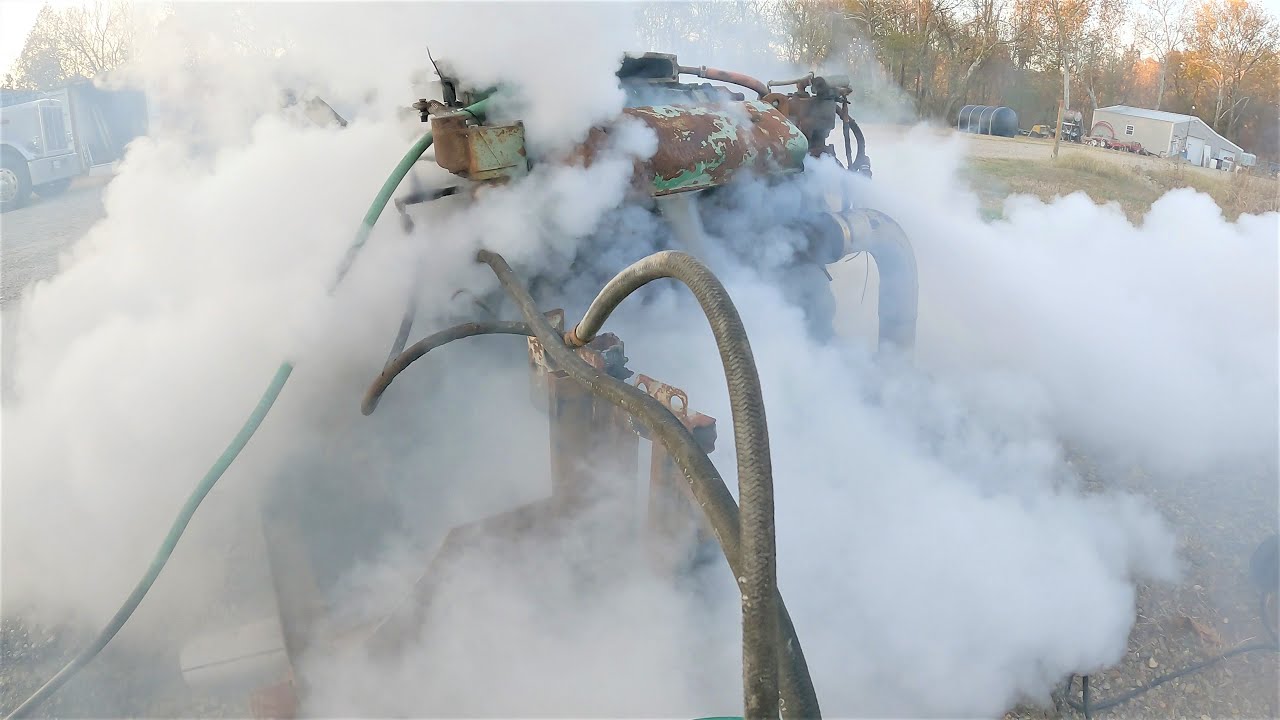 Runaway V8 Two Stroke Detroit Diesel Vs. Water Hose - YouTube