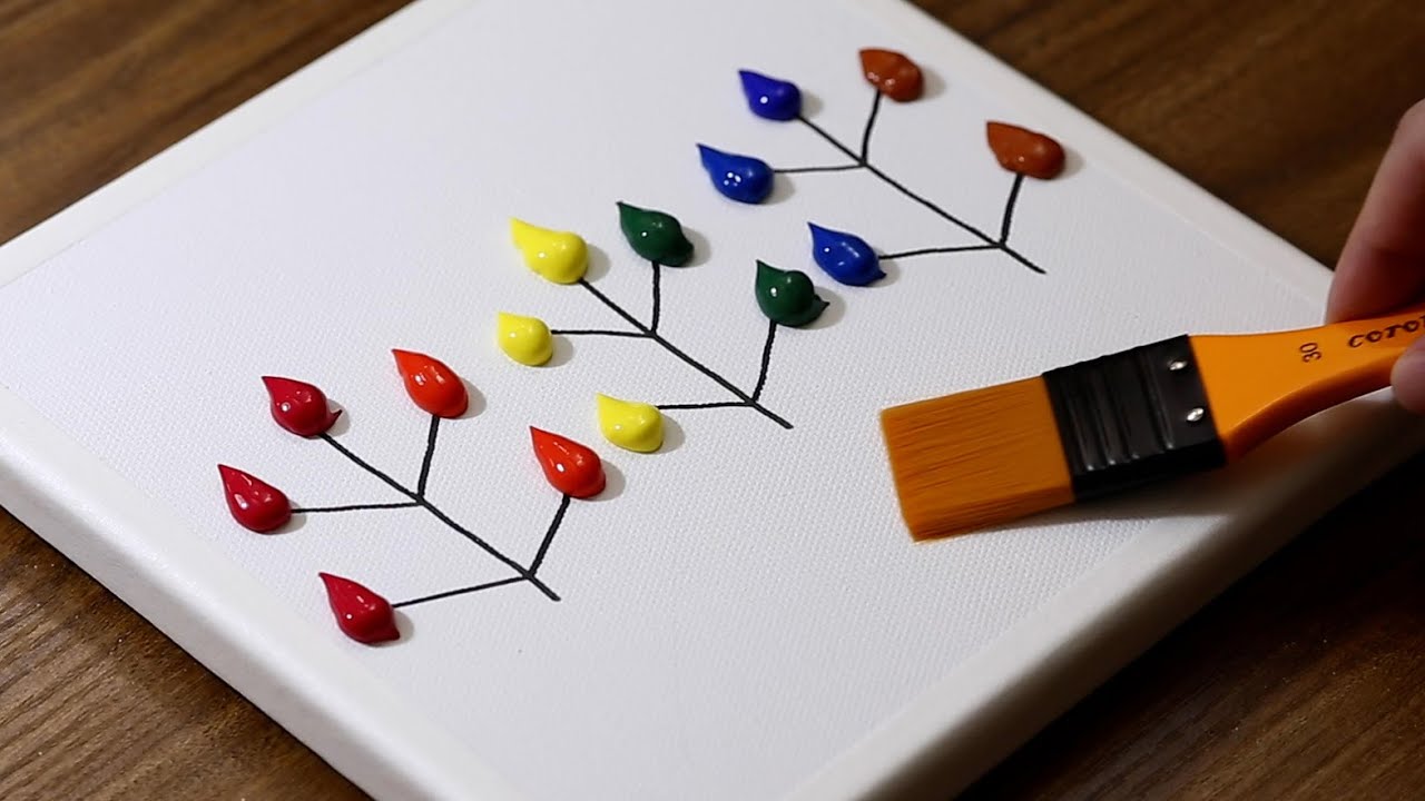 Acrylic Painting with $2.2 Dollar Daiso Paint For Beginners #1006｜Easy ...