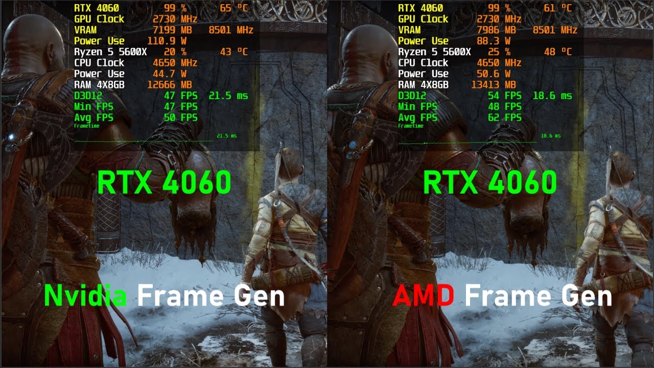 Nvidia Frame Generation vs AMD Frame Generation | RTX 4060 | God Of War Ragnarok - YouTube