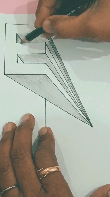 Easy 3d draw# E $letter# 3d illusion # - YouTube
