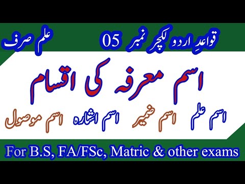 Lecture 5. ism e marifa,ism e alam,ism e ishara,ism e mosol. اسم معرفہ ، اسم علم،اسم اشارہ اسم ...
